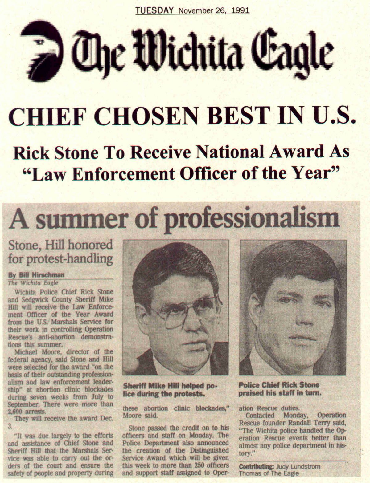 Wichita Kansas Police Department – Chief Rick Stone & Family Charitable ...